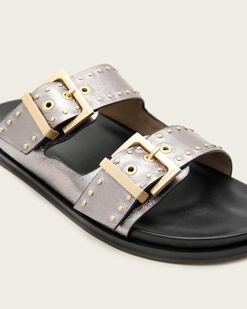 Magda Studded Leather Sandals Silver | ALLSAINTS